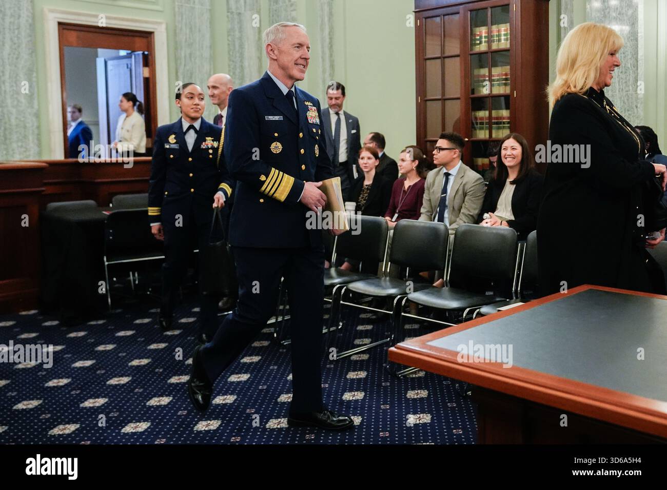 Adm. Kevin Lunday, acting commandant of the U.S. Coast Guard, arrives ...