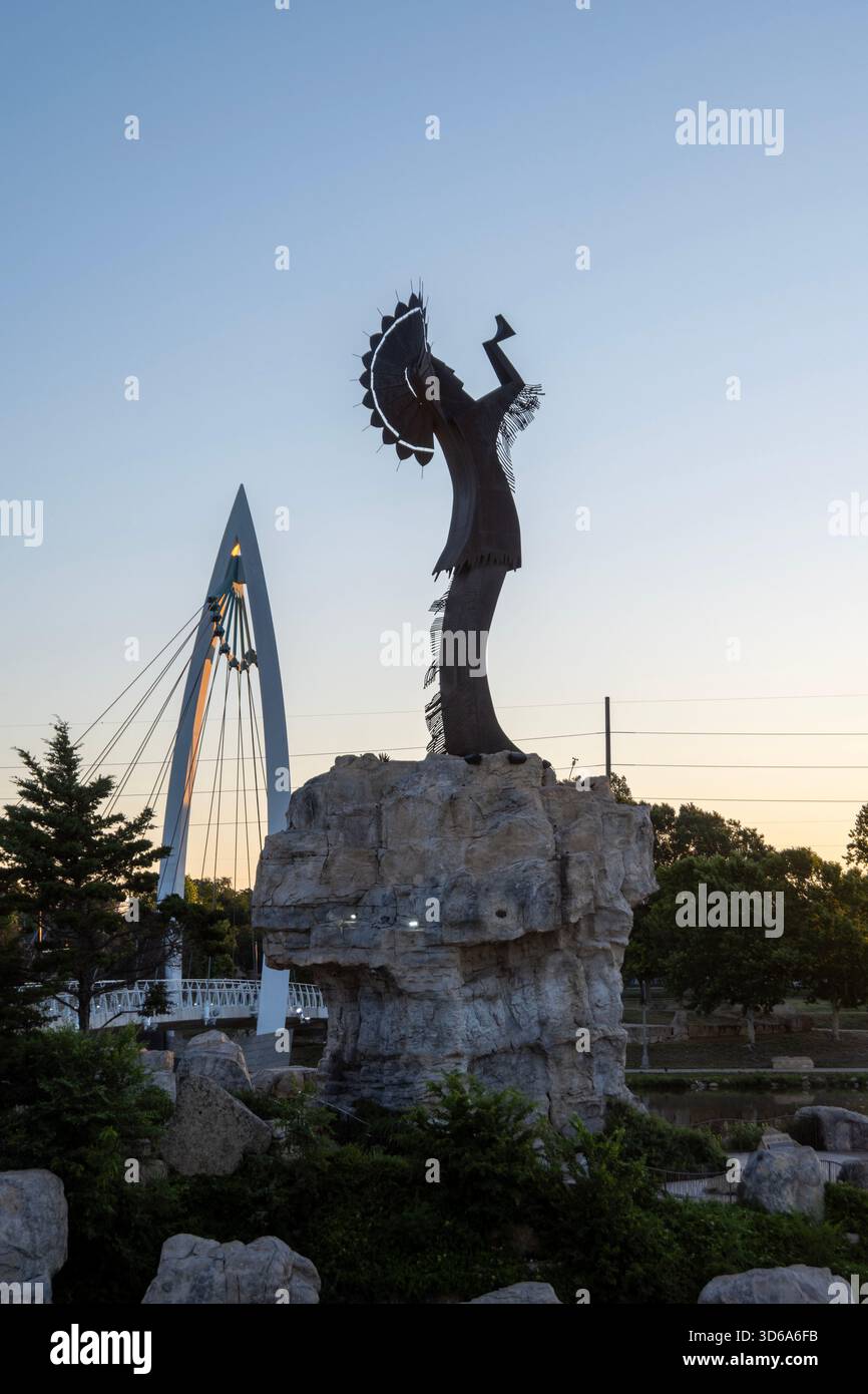 Keeper of the Plains Statue by Blackbear Bosin and Riverwalk Pedestrian ...