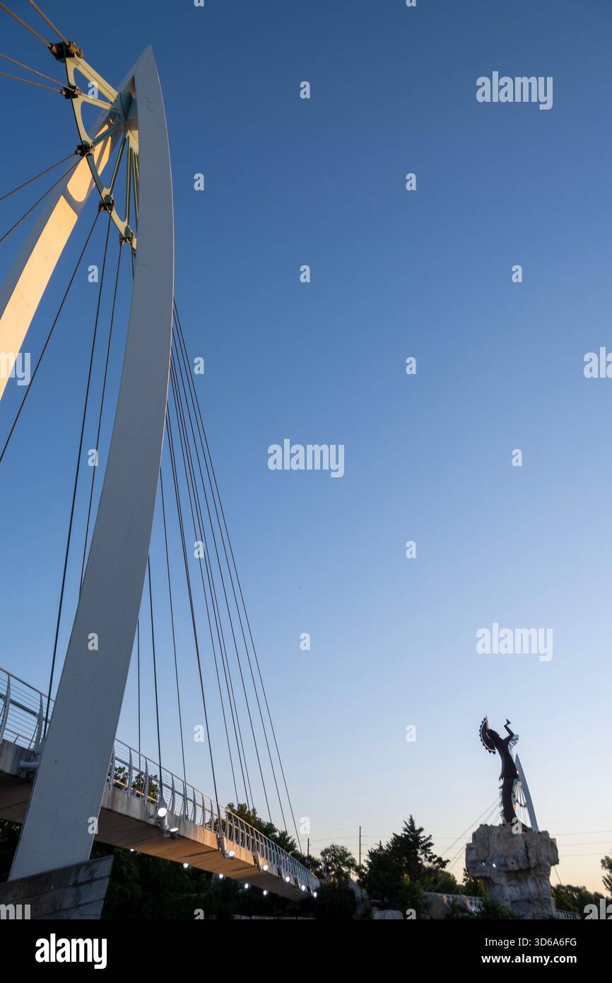 Keeper of the Plains Statue by Blackbear Bosin and Riverwalk Pedestrian ...