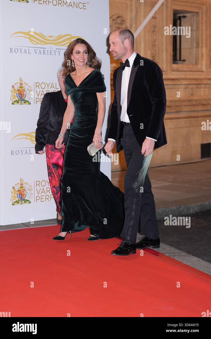 The Prince and Princess of Wales arriving for the Royal Variety ...