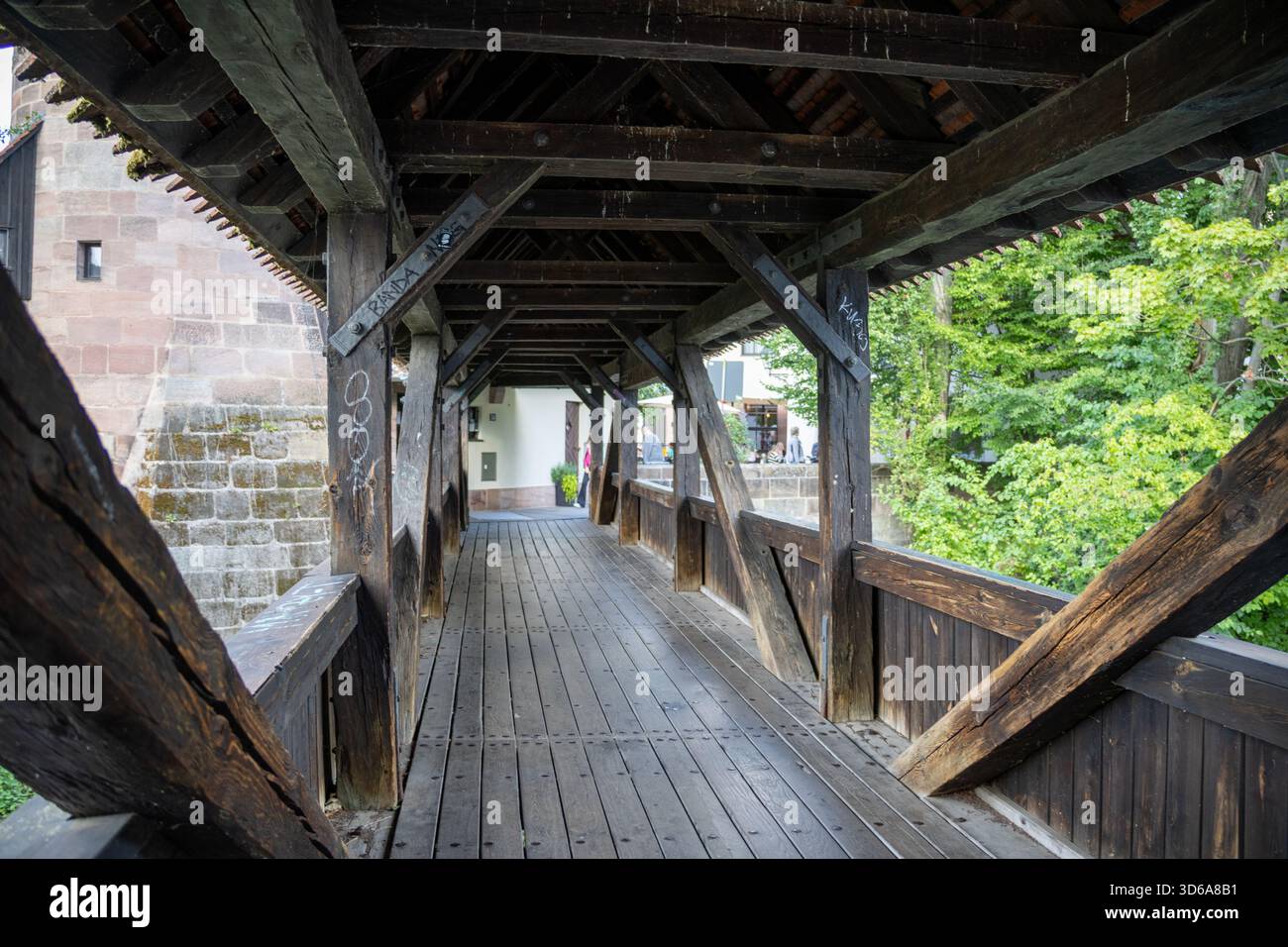 Scenic view of Nuremberg’s Henkersteg Bridge with Henkerhaus Museum and ...