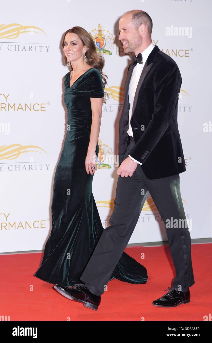 The Prince and Princess of Wales arriving for the Royal Variety ...