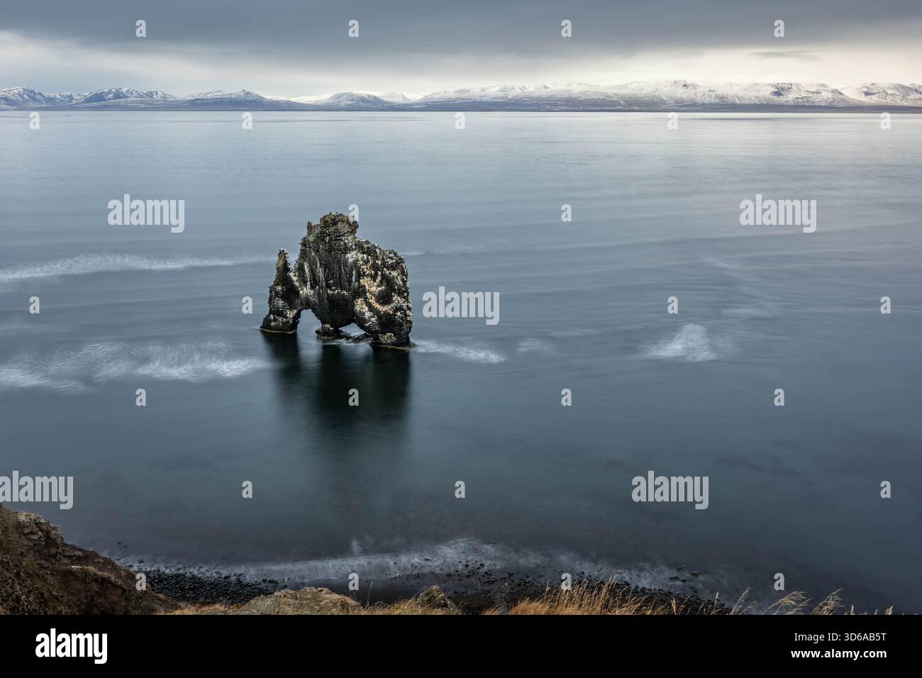 Hvitserkur sea stack 15 m high on the Vatnsnes Peninsula North West ...