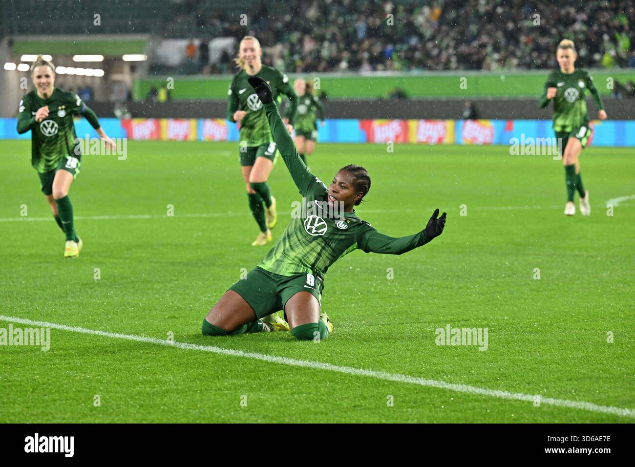 Wolfsburg's Lineth Beerensteyn celebrates after scoring during the ...
