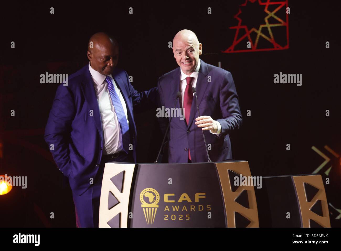 Rabat, Morocco. 19th Nov, 2025, Caf president Patrice Motsepe and FIFA ...