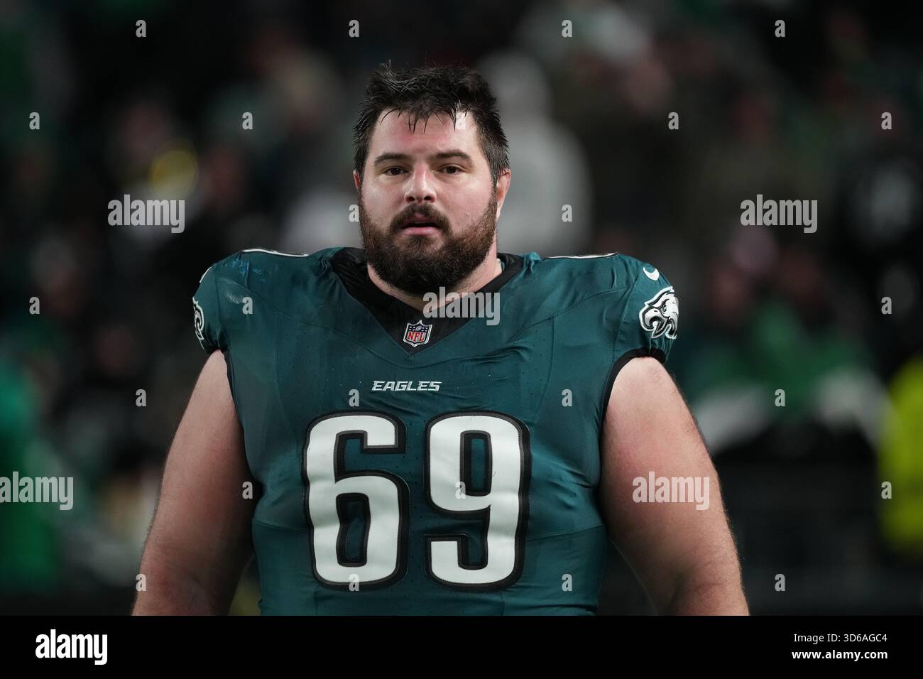 Philadelphia Eagles' Landon Dickerson walks to the sidelines before the ...