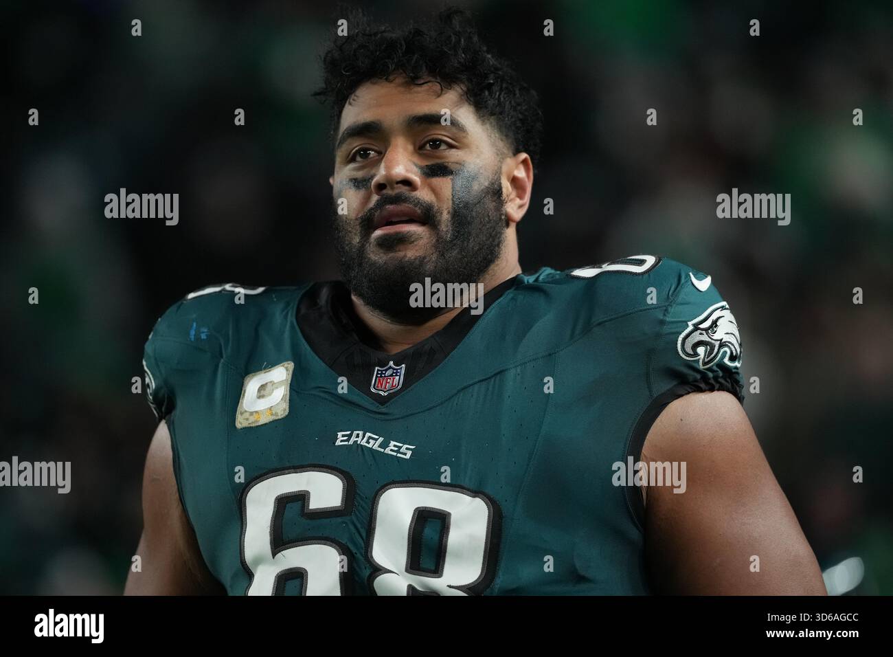 Philadelphia Eagles' Jordan Mailata walks to the sidelines before the ...