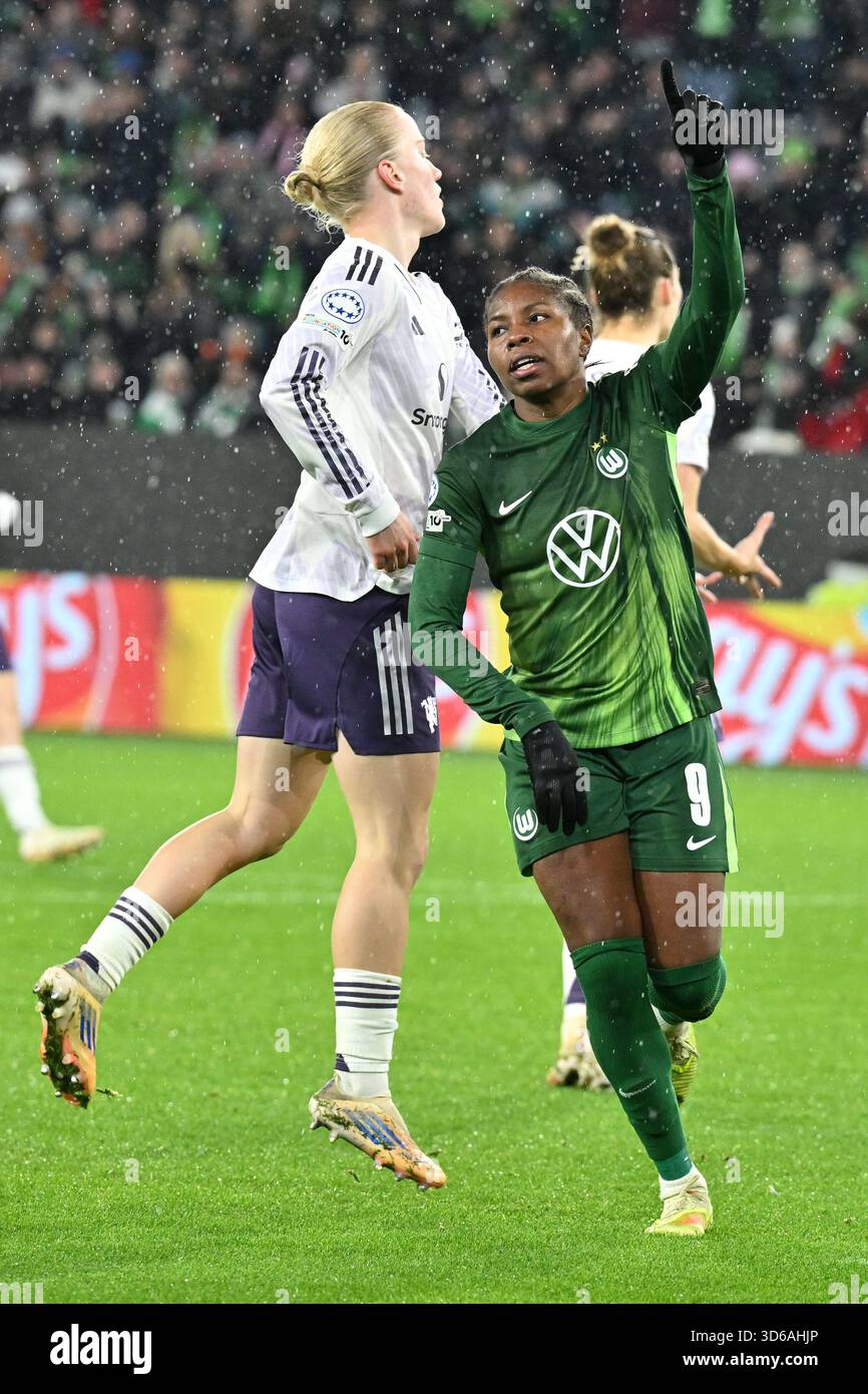 Wolfsburg's Lineth Beerensteyn celebrates scoring their side's fourth ...