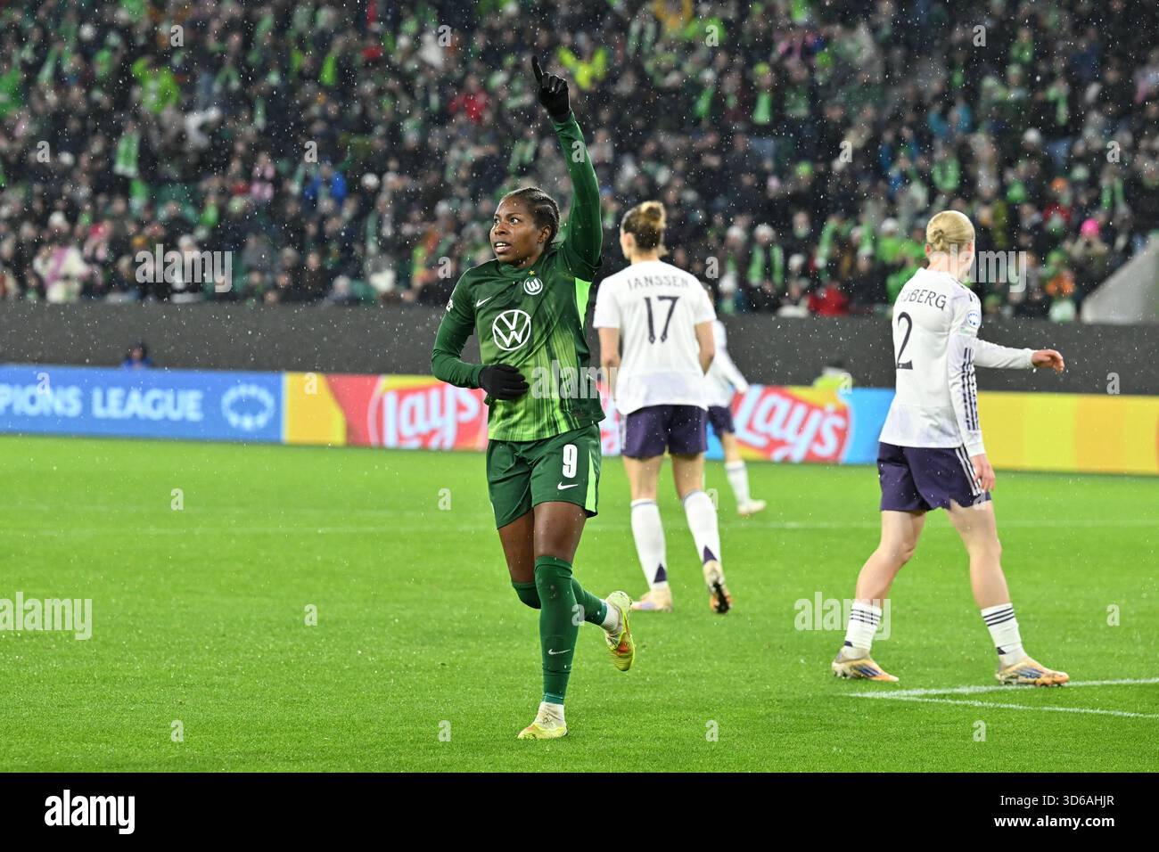 Wolfsburg's Lineth Beerensteyn celebrates scoring their side's fourth ...