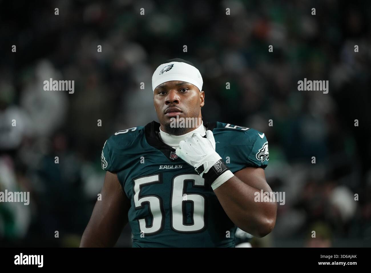 Philadelphia Eagles' Tyler Steen walks to the sidelines before the ...