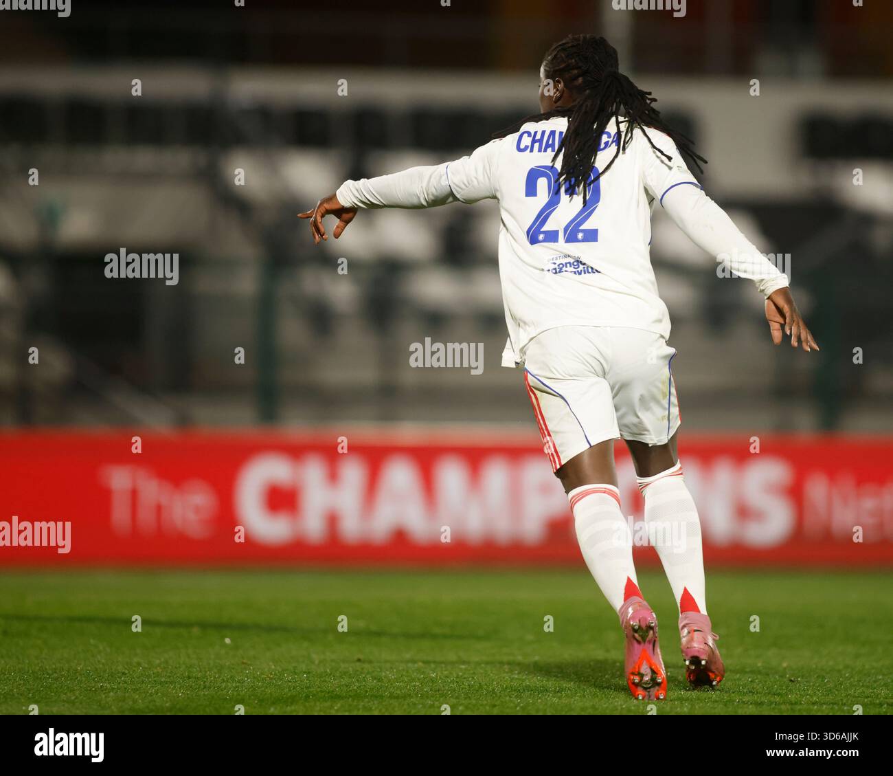 Tabitha Chawinga of OL Lyonnes celebrating after a goal during the UEFA ...