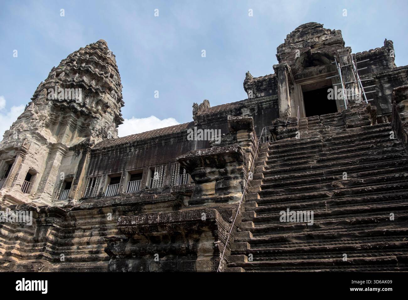 Dome and stairs leading up to the temple of Angkor Wat, Cambodia Stock ...