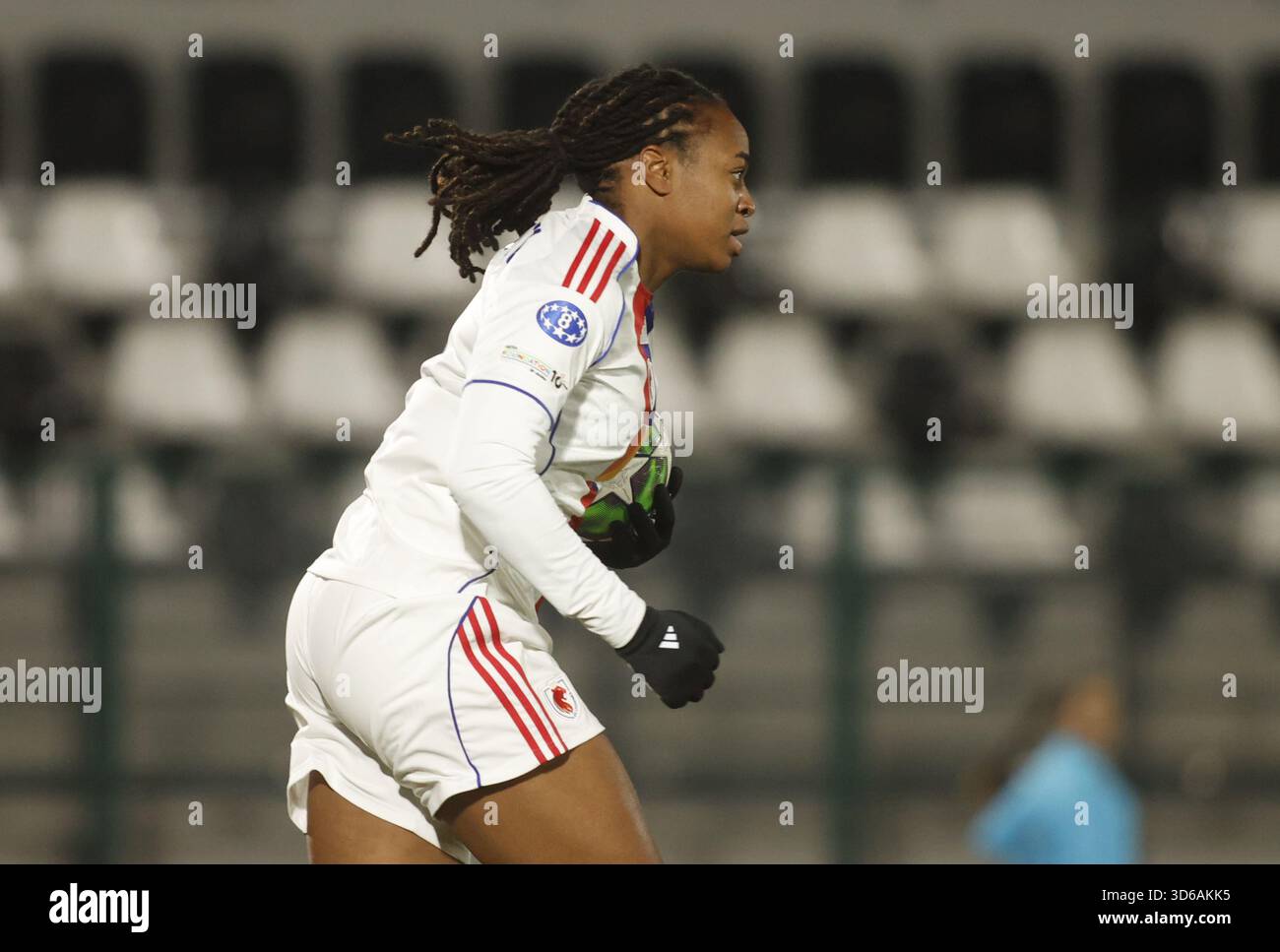 Marie-Antoniete Katoto of OL Lyonnes celebrating after a goal during ...