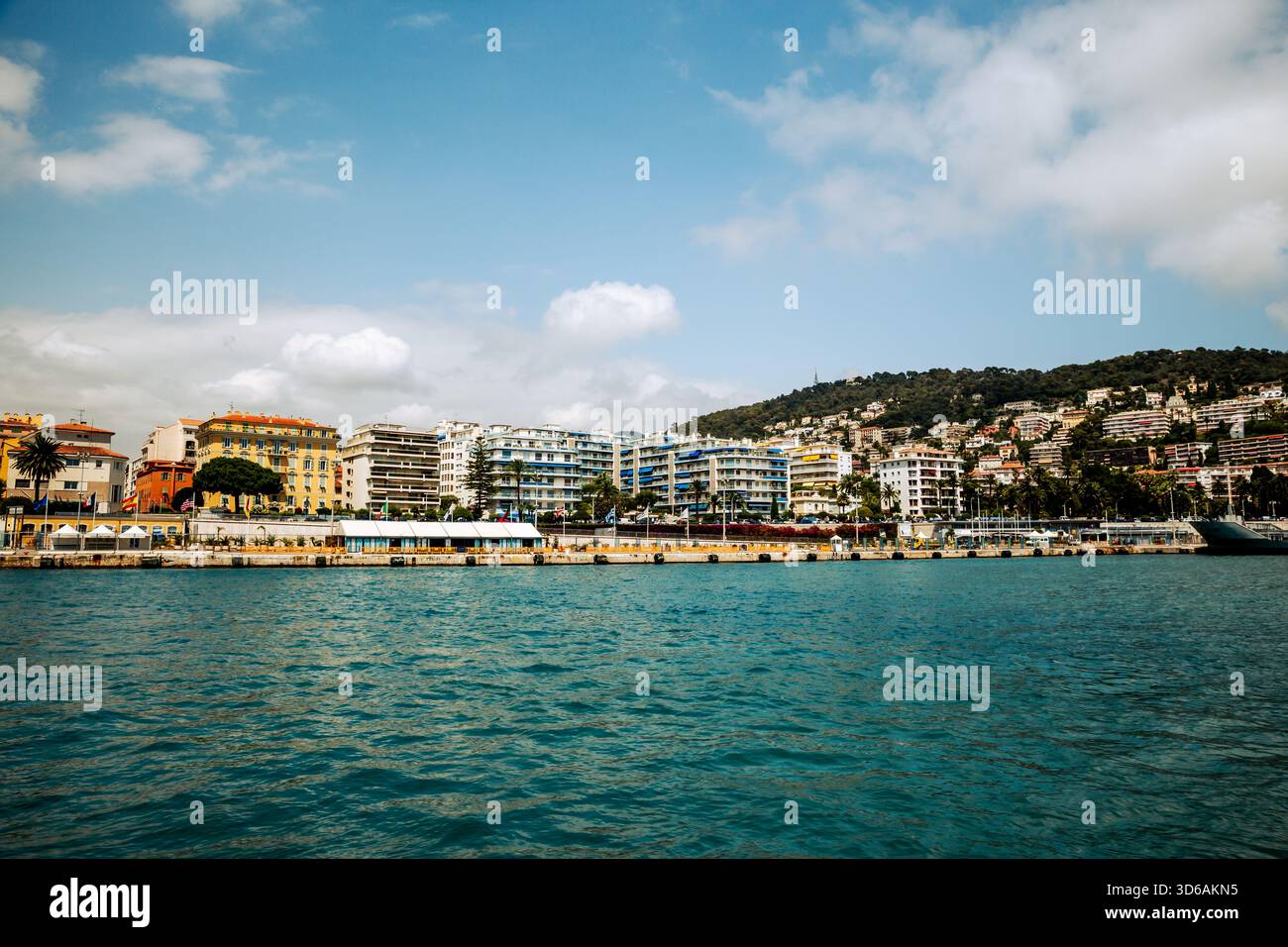 Pebble beach and Mediterranean coastline along the historic seafront of ...