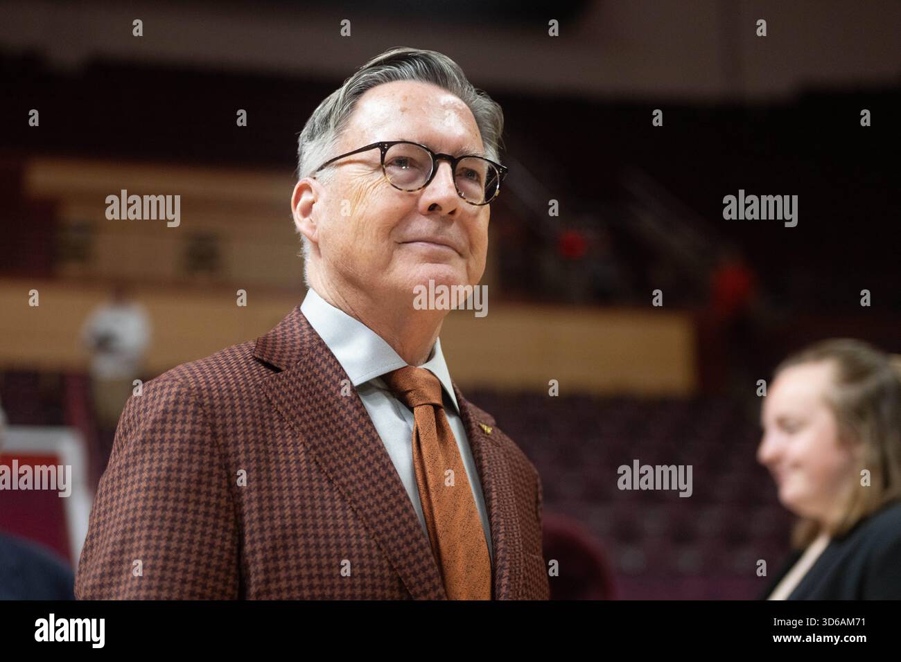 Virginia Tech President Timothy Sands arrives for an NCAA college ...