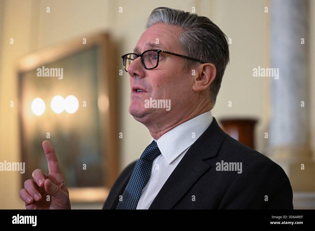 Prime Minister Sir Keir Starmer delivers a speech a reception to mark ...