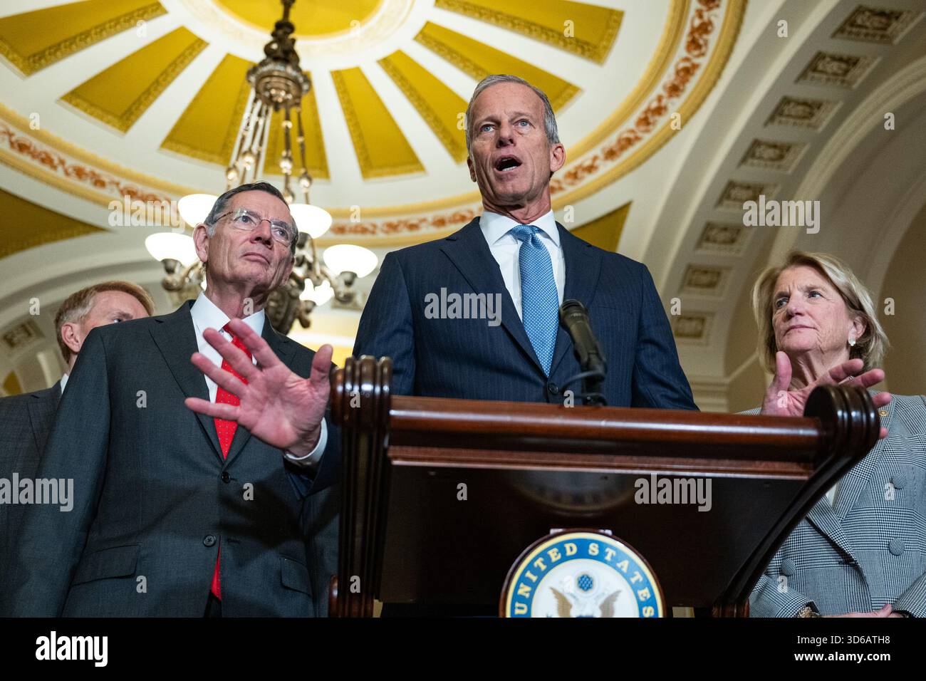 U.S. Majority Leader Sen. John Thune, R-SD, speaks at a press ...