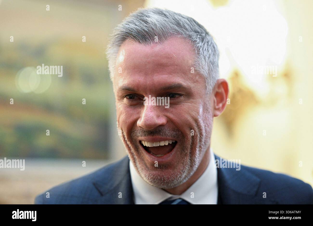 Former soccer player Jamie Carragher attends a reception to mark ...