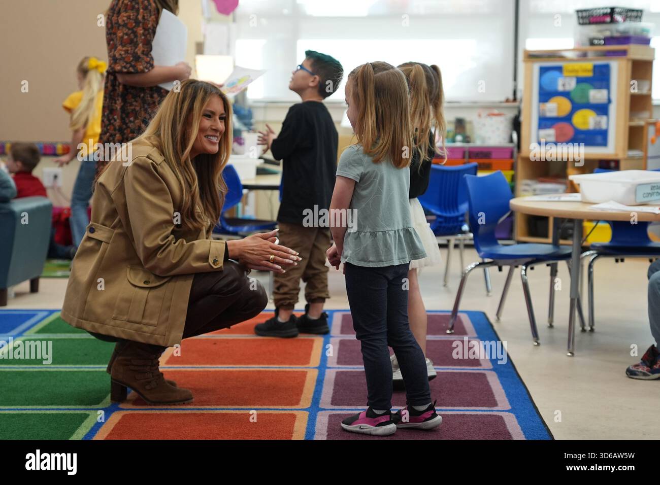 Second lady Usha Vance meets with students at DeLalio Elementary School ...