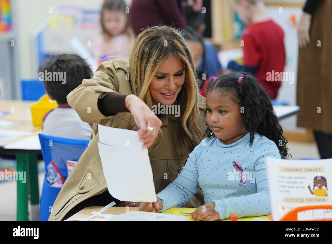 First lady Melania Trump meets with students at DeLalio Elementary ...