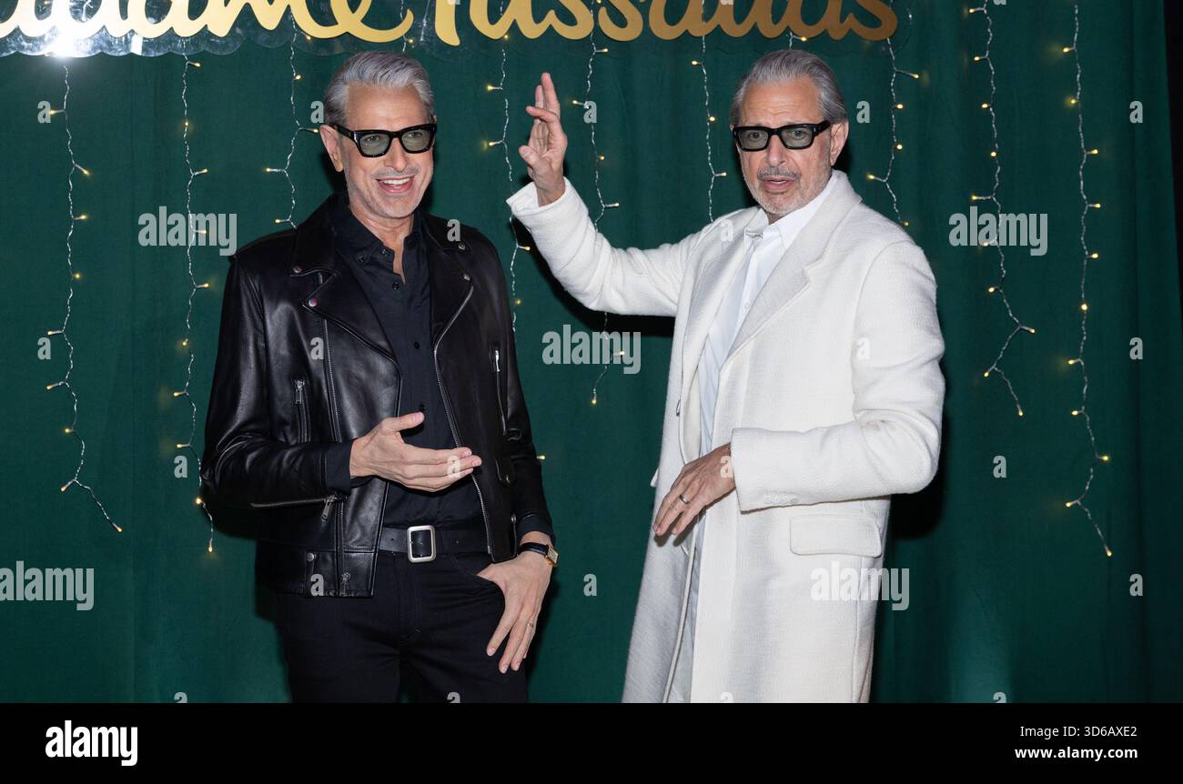 Actor Jeff Goldblum, right, unveils his wax figure at Madame Tussauds ...