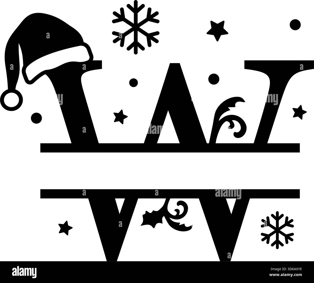 Christmas monogram EPS, Christmas letter W, Christmas name, Christmas ...