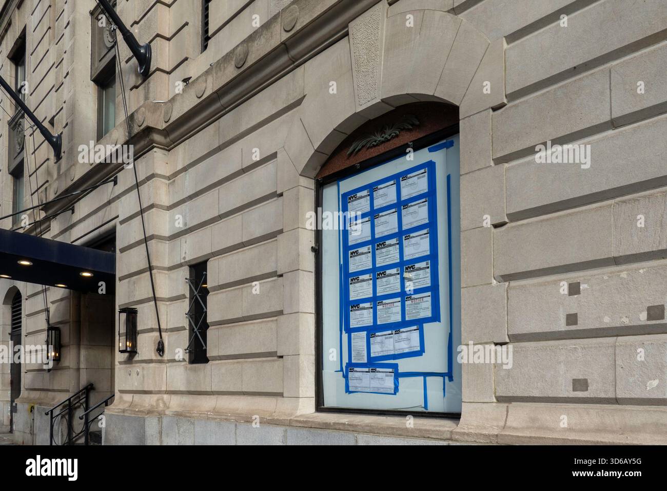 NYC authorization permits posted at a renovation site in Midtown ...