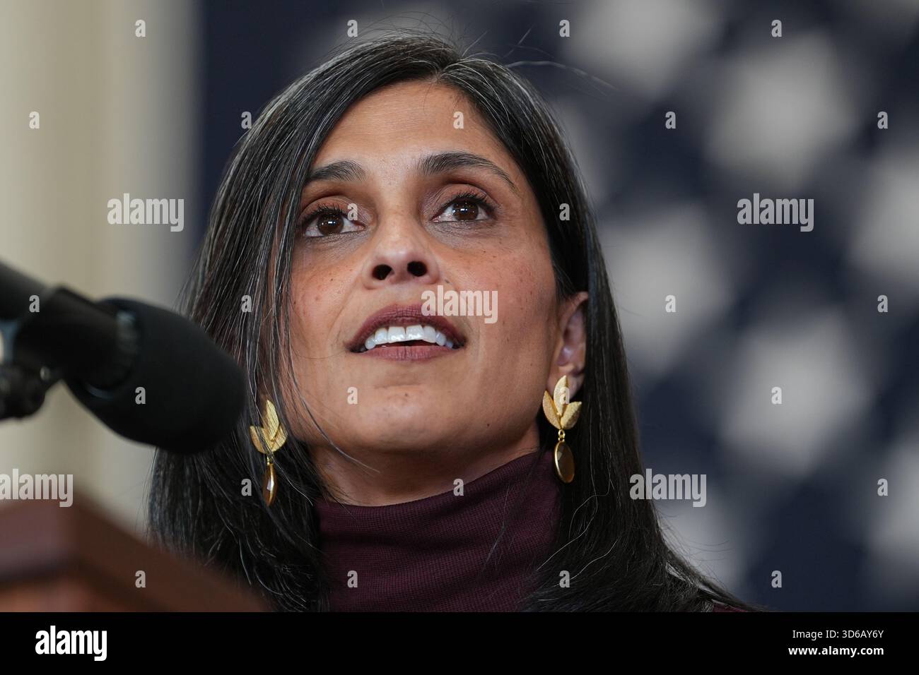 Second lady Usha Vance arrives to speak in the Mega Hangar at the ...