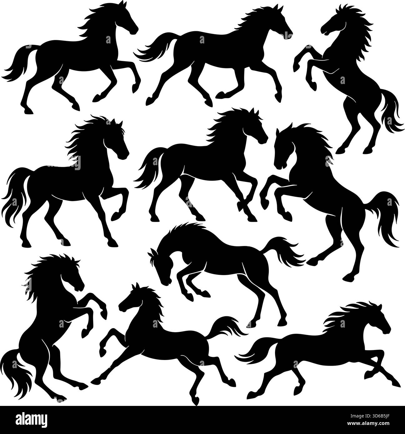 10 Horse EPS Bundle Silhouette Clipart | Running Horse Pack | Vector ...