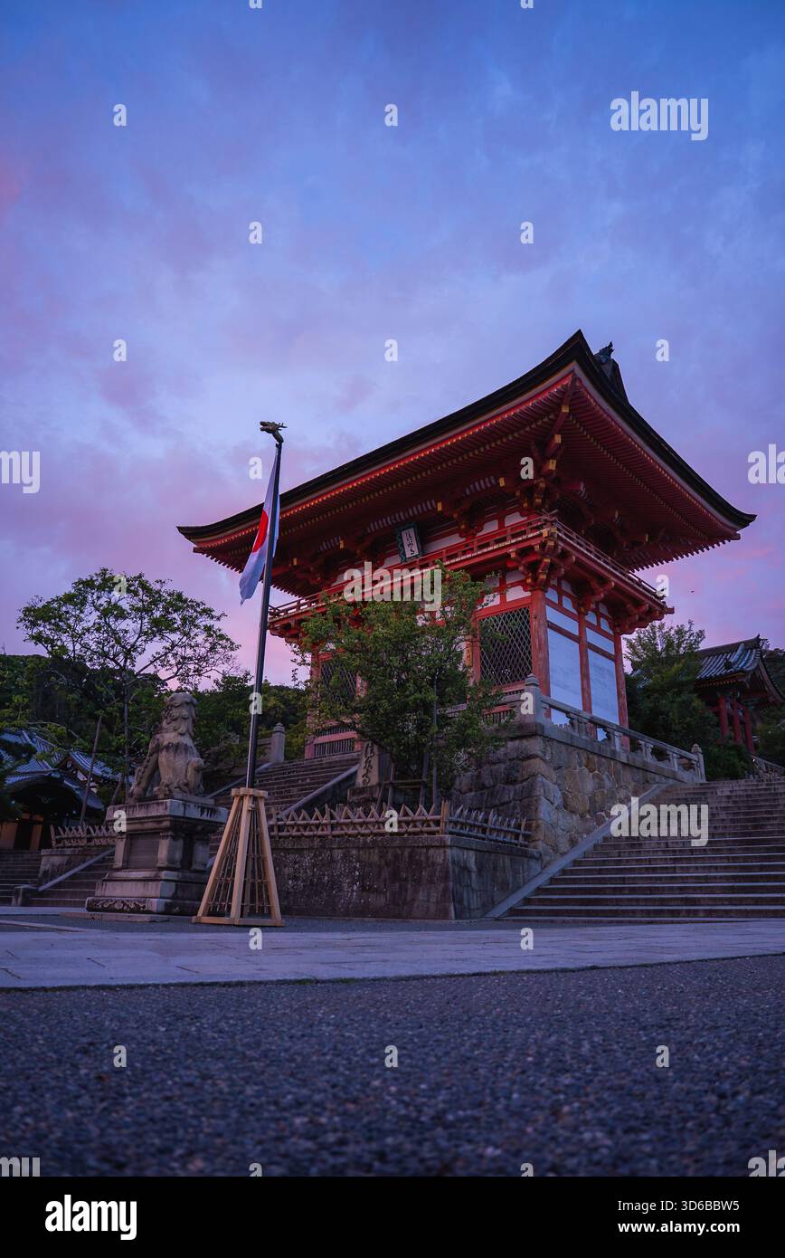 Twilight view of Kiyomizu dera Deva gate in Kyoto, Japan Stock Photo ...