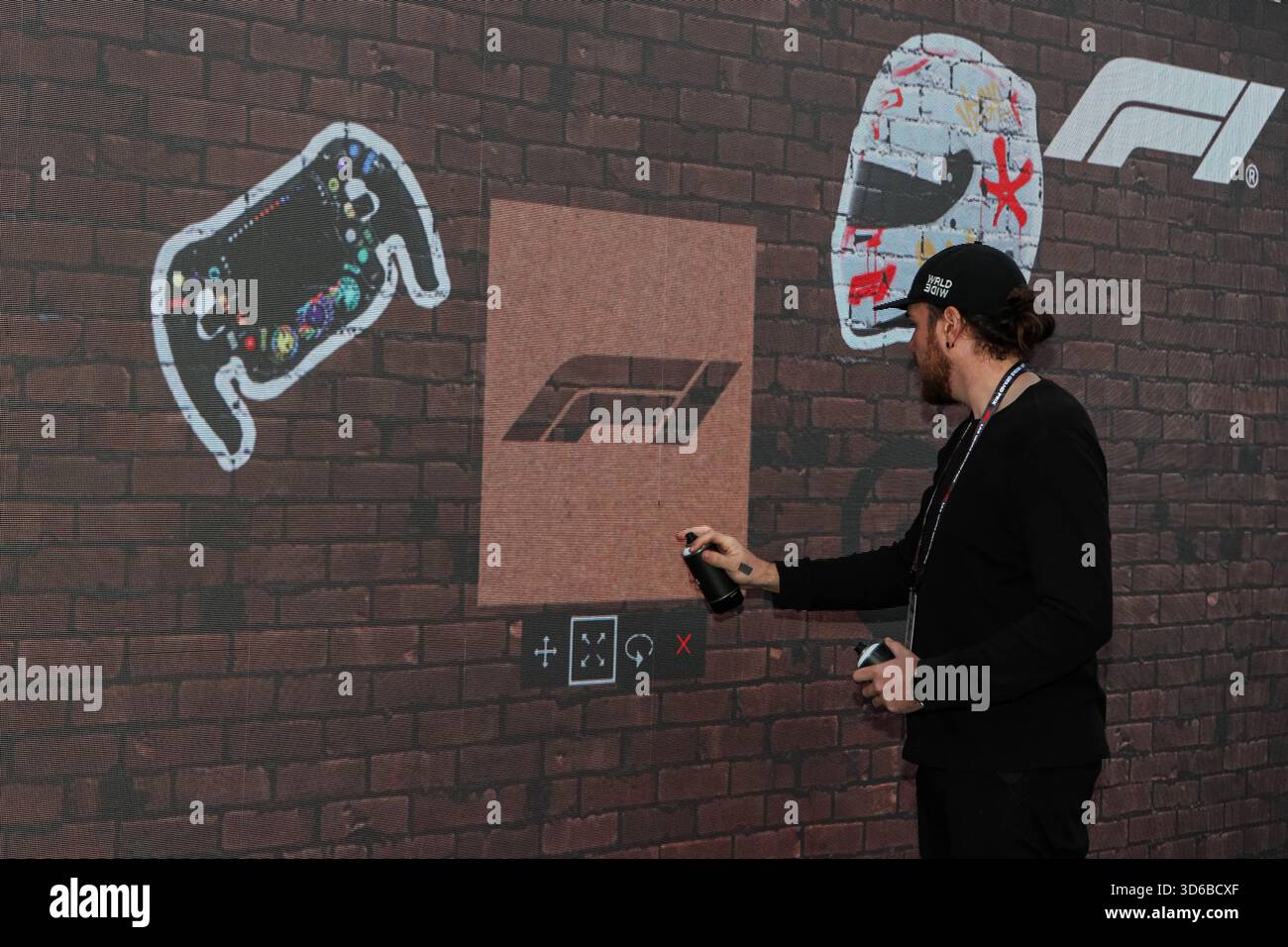 November 19, 2025: A digital graffiti wall on display in the Koval Zone ...