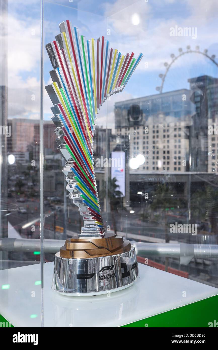 November 19, 2025: The Las Vegas Grand Prix trophy on display in the ...