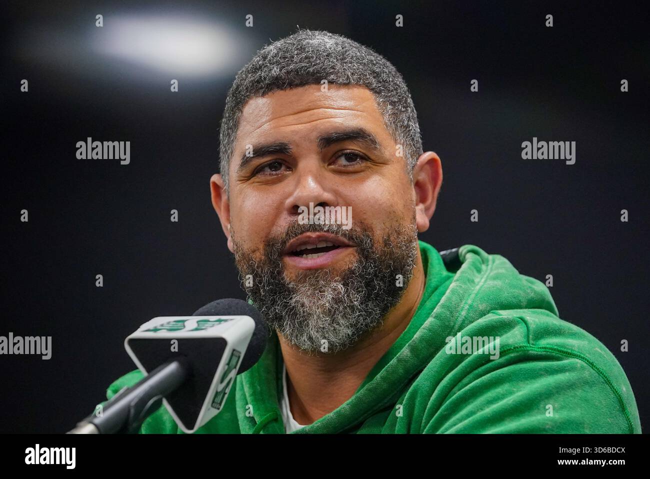 Saskatchewan Roughriders head coach Corey Mace speaks during a end-of ...