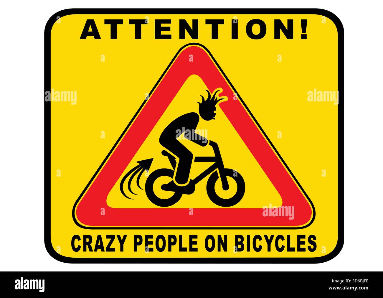 Warning sign about careless and reckless cyclists. Vector warning sign ...
