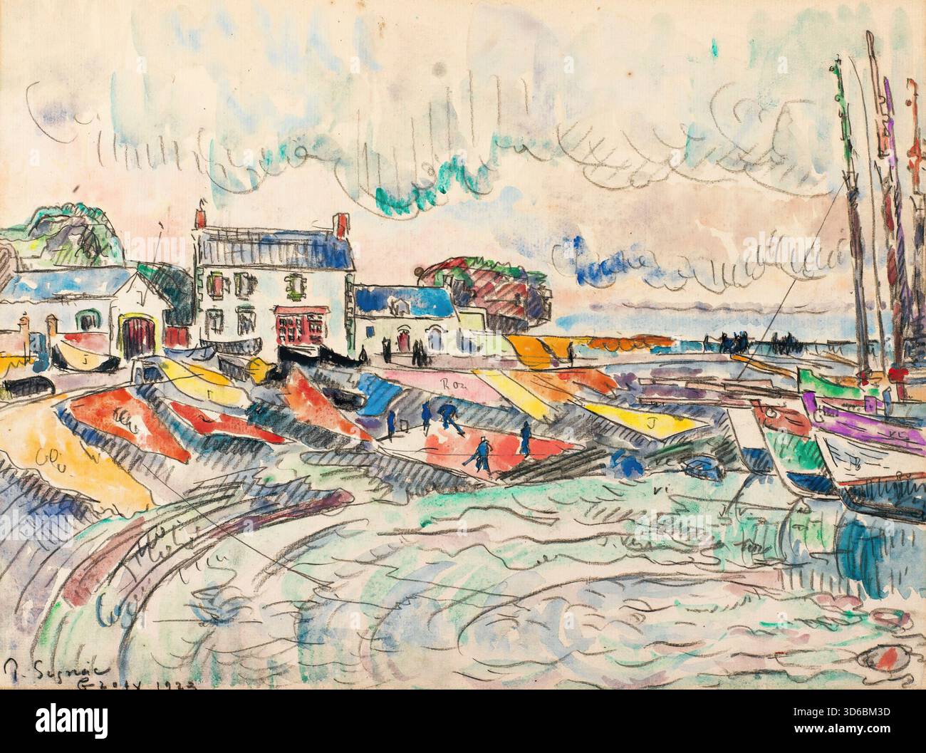 "Groix, Le Nettoyage Des Voiles (1923). Paul Signac (French, 1863-1935 ...