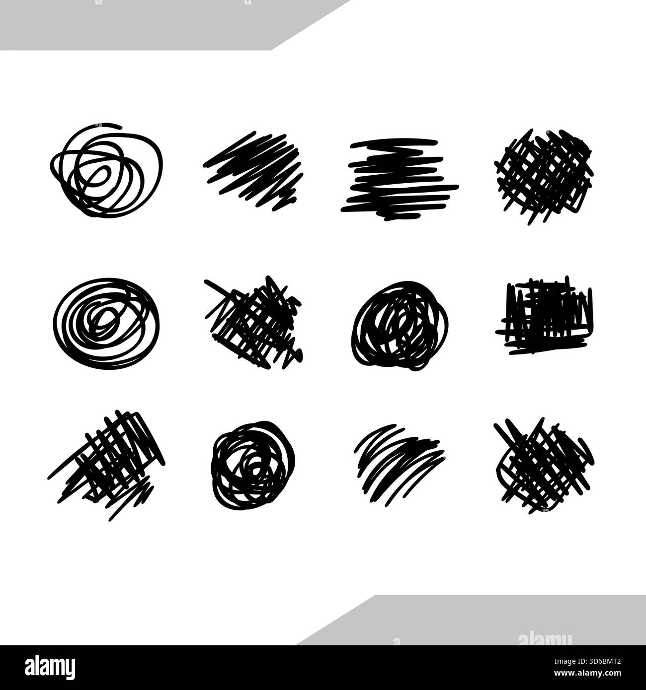 Hand Drawn Black Scribble Doodle Shapes Collection. Vector illustration ...