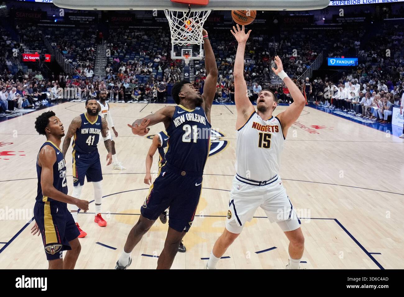Denver Nuggets center Nikola Jokic (15) shoots against Denver Nuggets ...