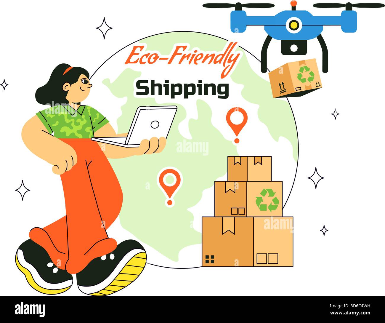 Eco Friendly Shipping Service Illustration Featuring Sustainable ...
