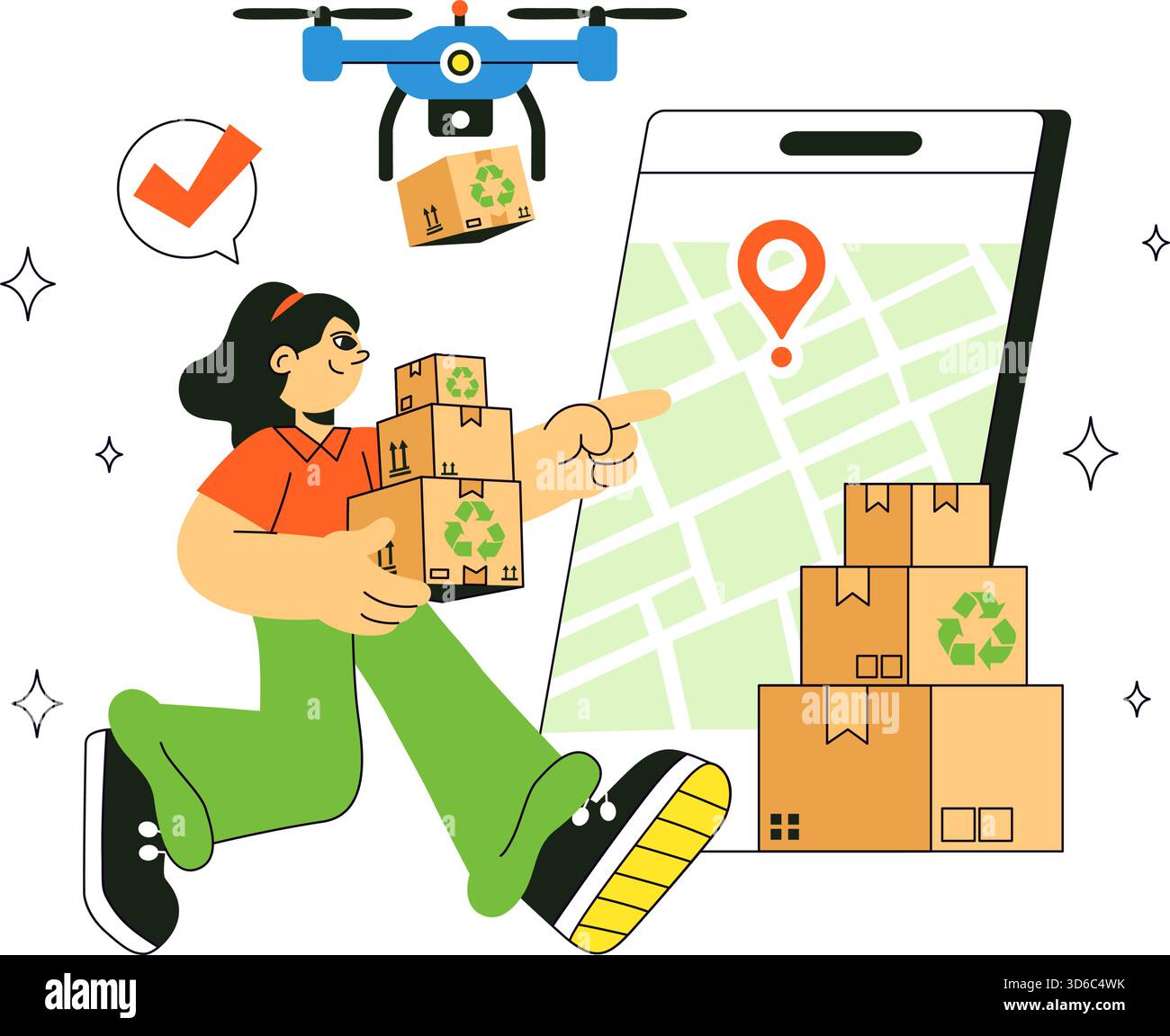 Eco Friendly Shipping Service Illustration Featuring Sustainable ...