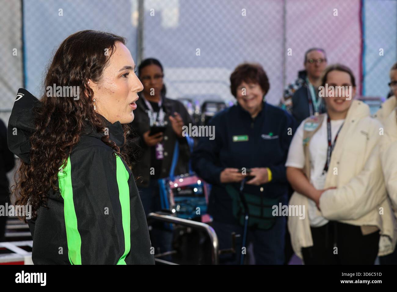 November 19, 2025: F1 Academy driver Emma Felbermayr speaks during the ...