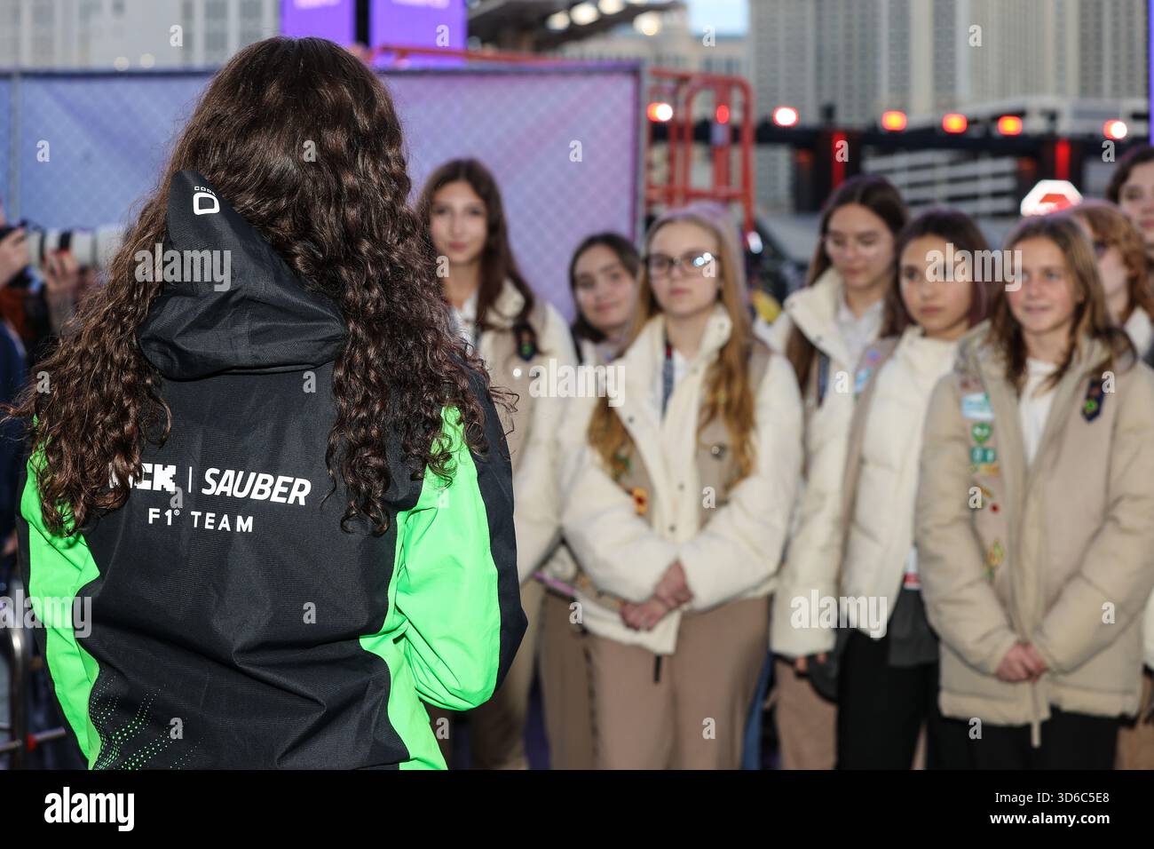November 19, 2025: F1 Academy driver Emma Felbermayr speaks during the ...