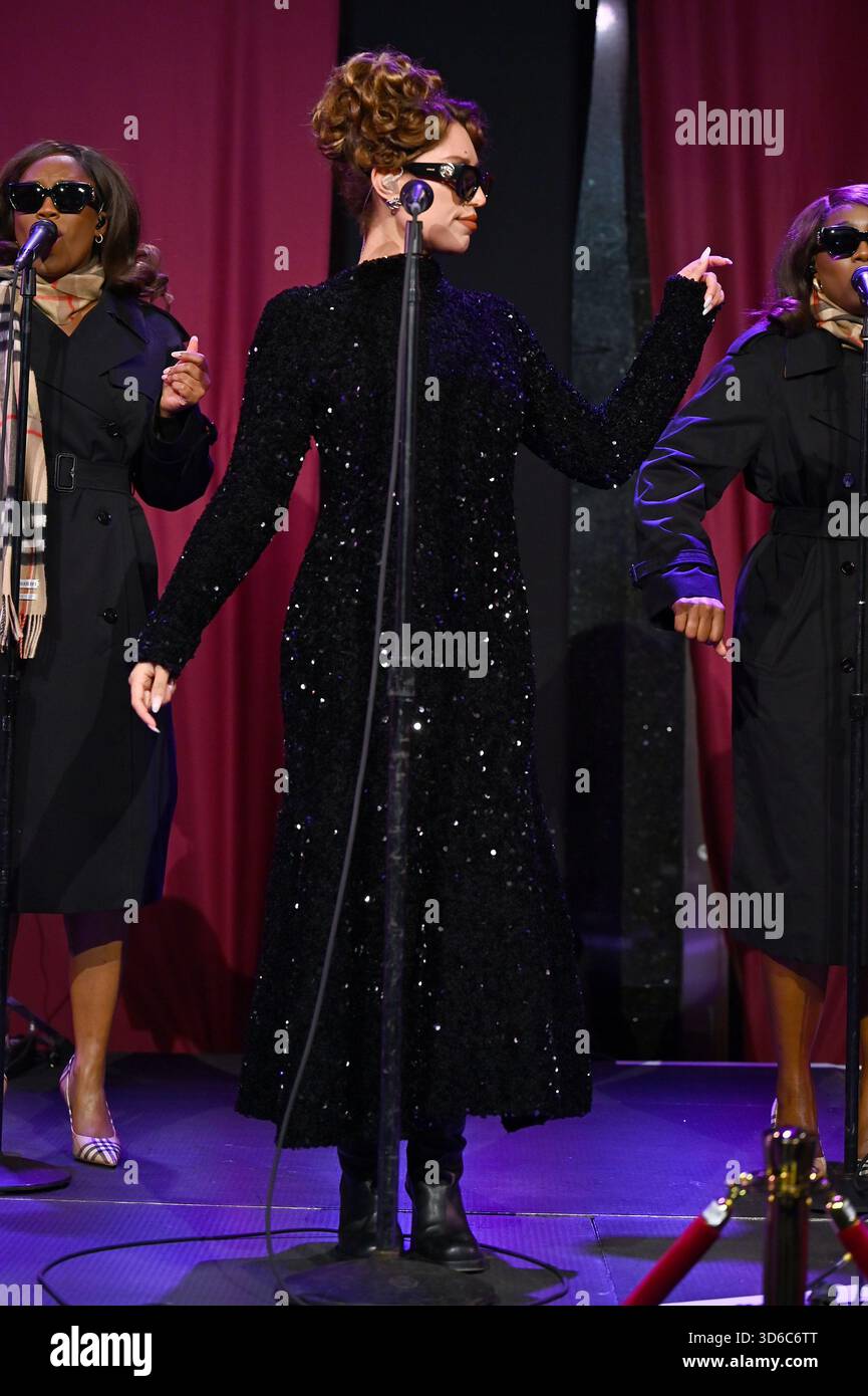 British singer Raye performs live during Bloomingdale's and Burberry ...