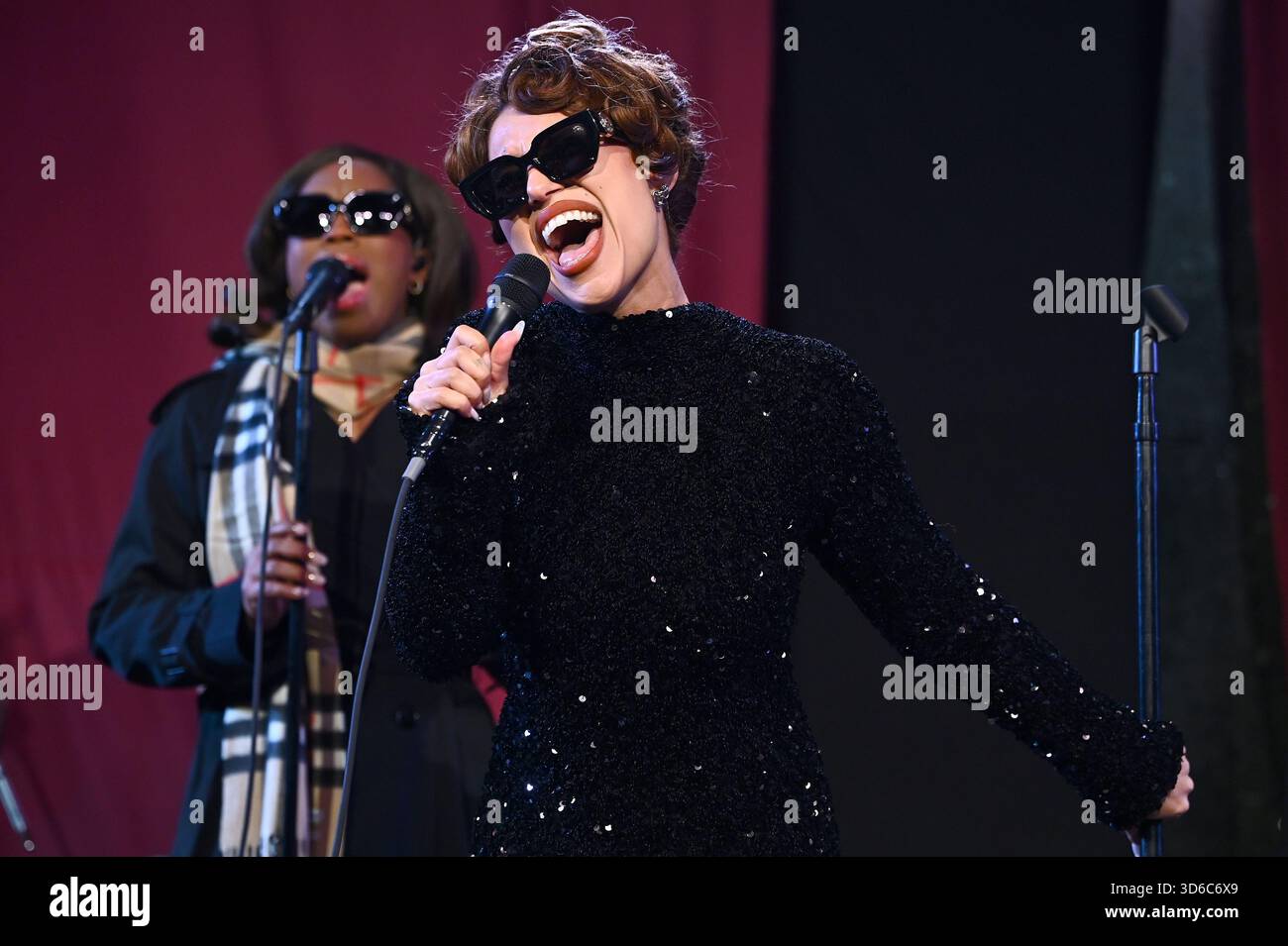 British singer Raye performs live during Bloomingdale's and Burberry ...