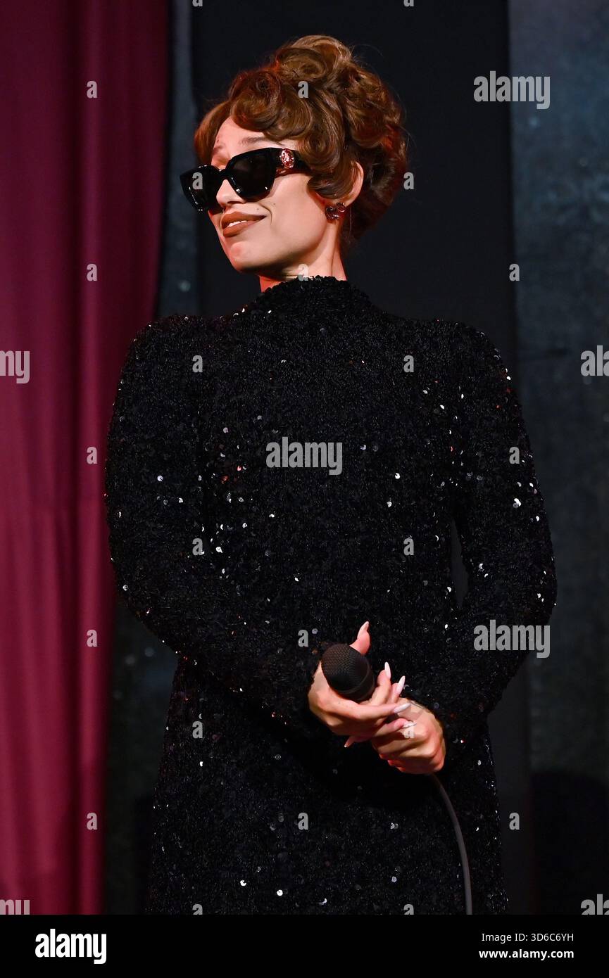 British singer Raye performs live during Bloomingdale's and Burberry ...