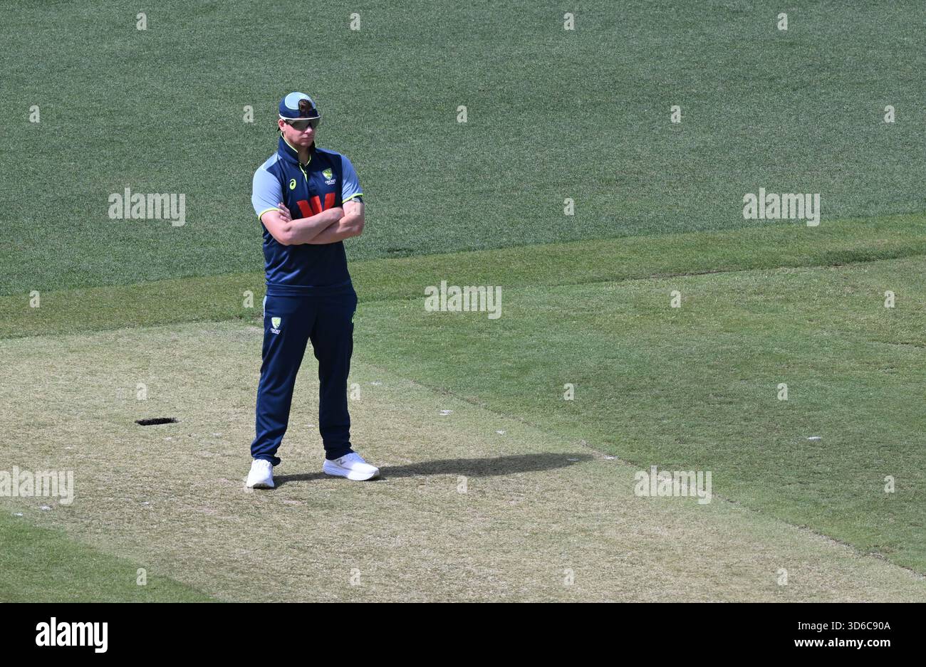 Australian captain Steve Smith inspects the pitch ahead of the first ...