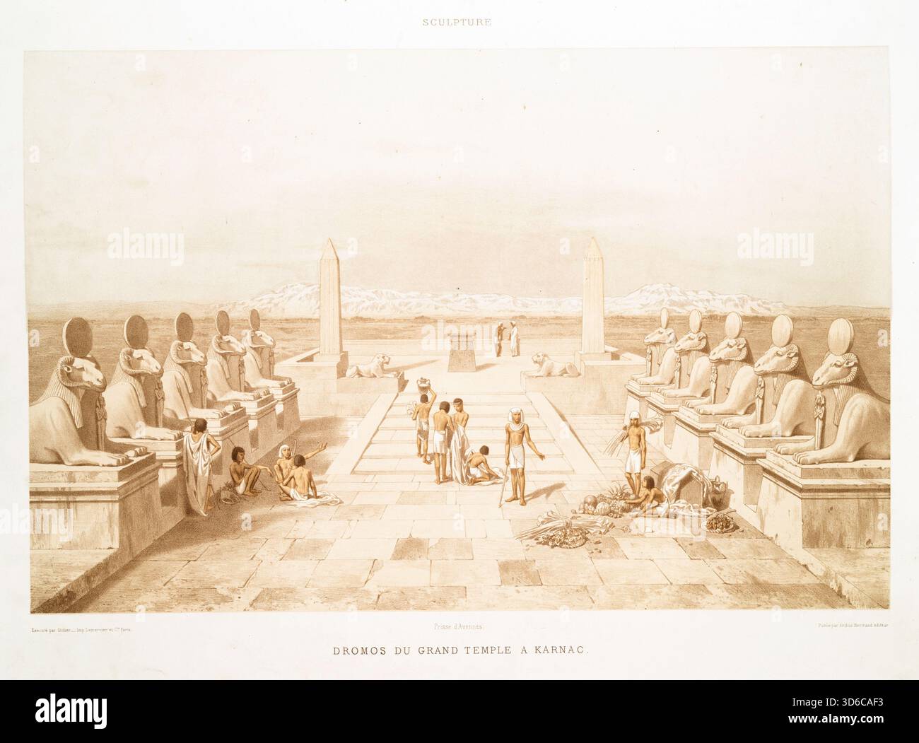 "Sculpture; dromos du grand temple ? Karnac (1878). ?mile Prisse d ...