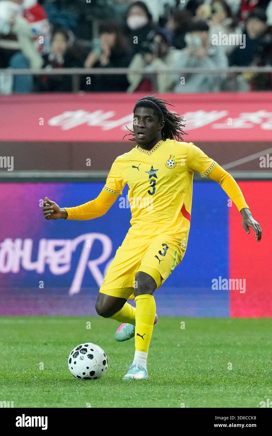 Ghana's Caleb Yirenkyi controls the ball during the international ...