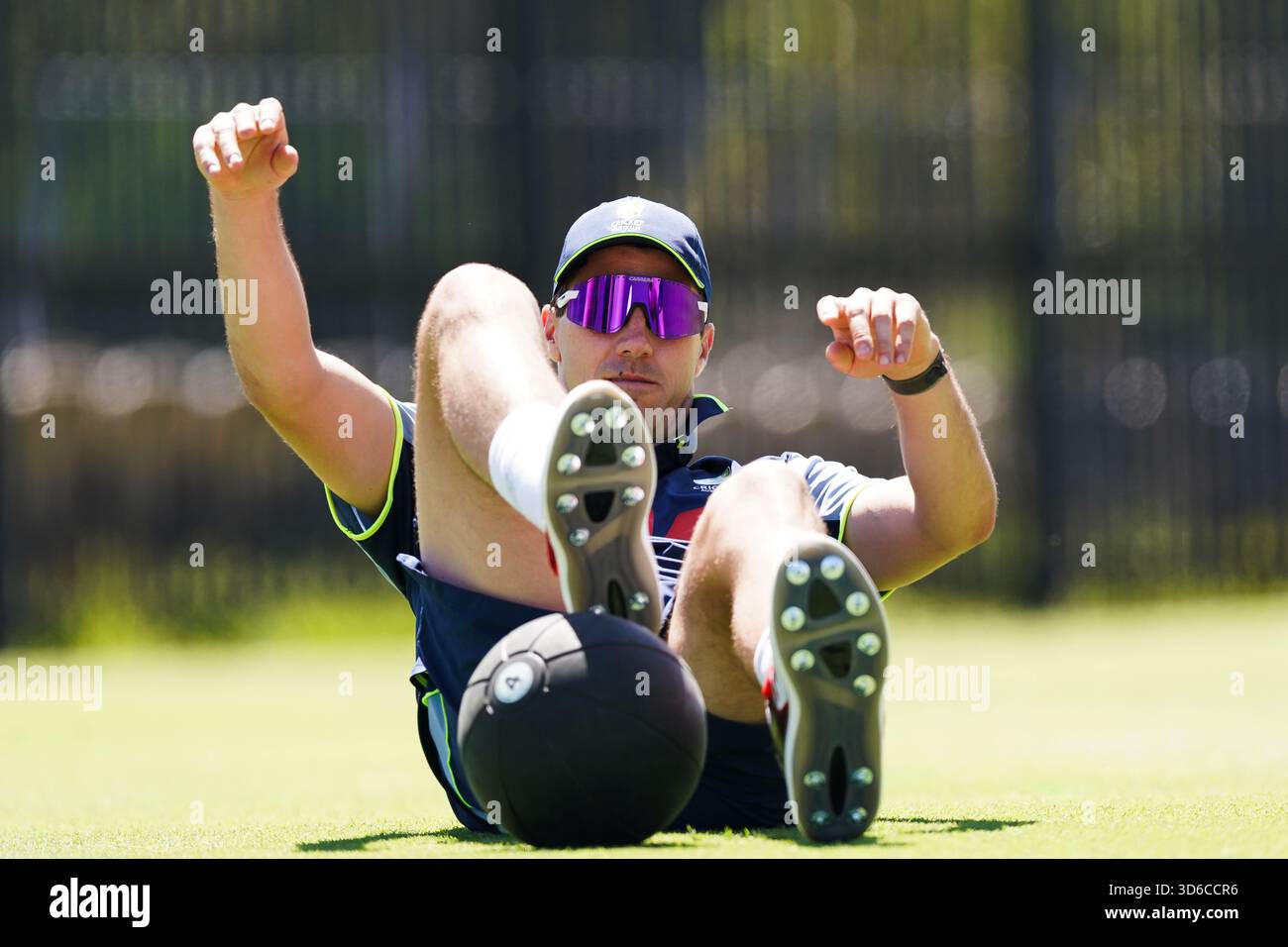 Australia's Pat Cummins warms up during a nets session at the Optus ...