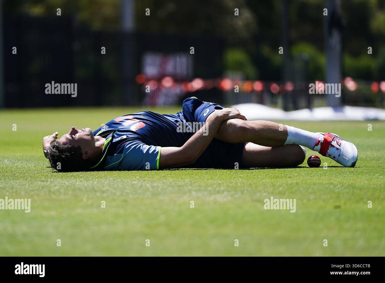 Australia's Pat Cummins warms up during a nets session at the Optus ...