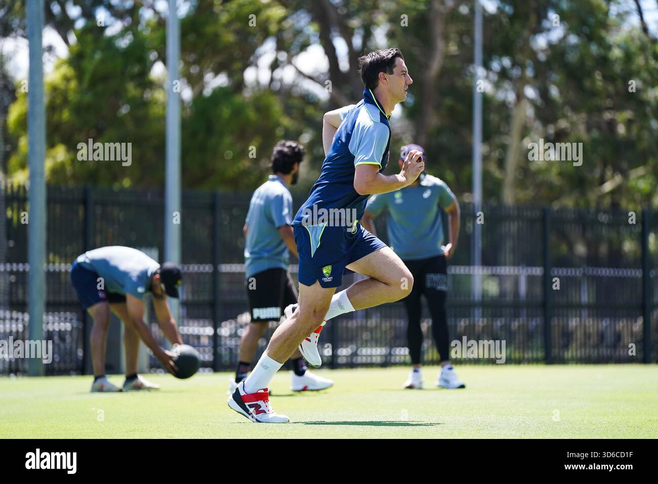 Australia's Pat Cummins runs in to bowl during a nets session at the ...
